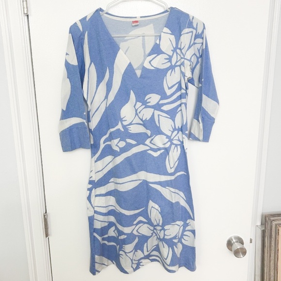 Before & Again | Dresses | Before Again Tshirt Dress Blue White Floral ...